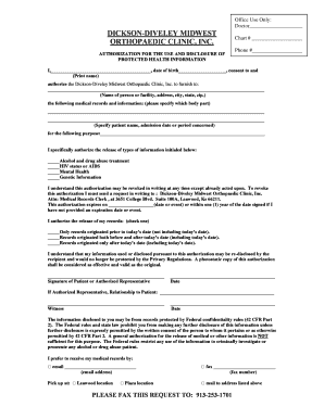 Fillable Online Medical Records Release and X-ray Release Form - Dickson-Diveley Fax Email Print ...