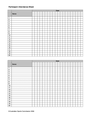 Fillable Online Participant Attendance Sheet Fax Email Print - pdfFiller