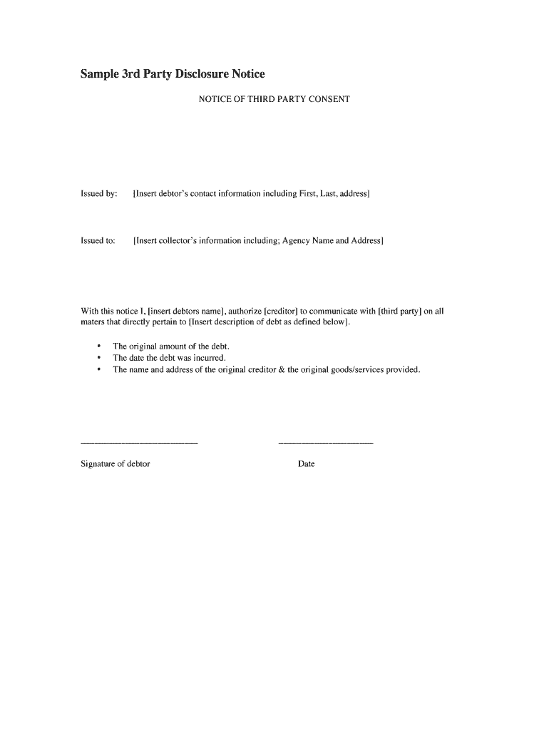 Fillable Online Sample 3rd Party Disclosure Notice - bcbaabbcomb Fax ...