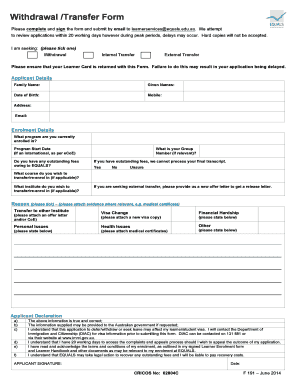 Fillable Online Withdrawal Transfer Form - equalseduau Fax Email Print - pdfFiller