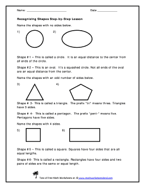 Fillable Online Recognizing Shapes Step-by-Step Lesson Kindergarten ...