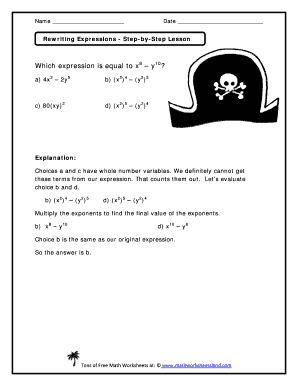 Fillable Online Rewriting Expressions Lesson Walkthrough - Math ...