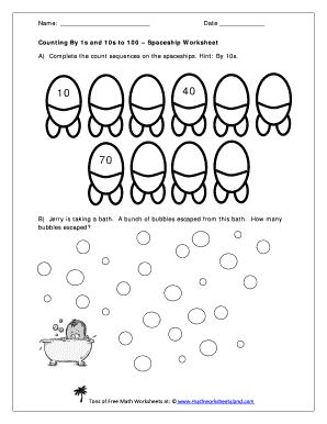 Fillable Online Counting By 1s and 10s to 100 Spaceship Worksheet ...