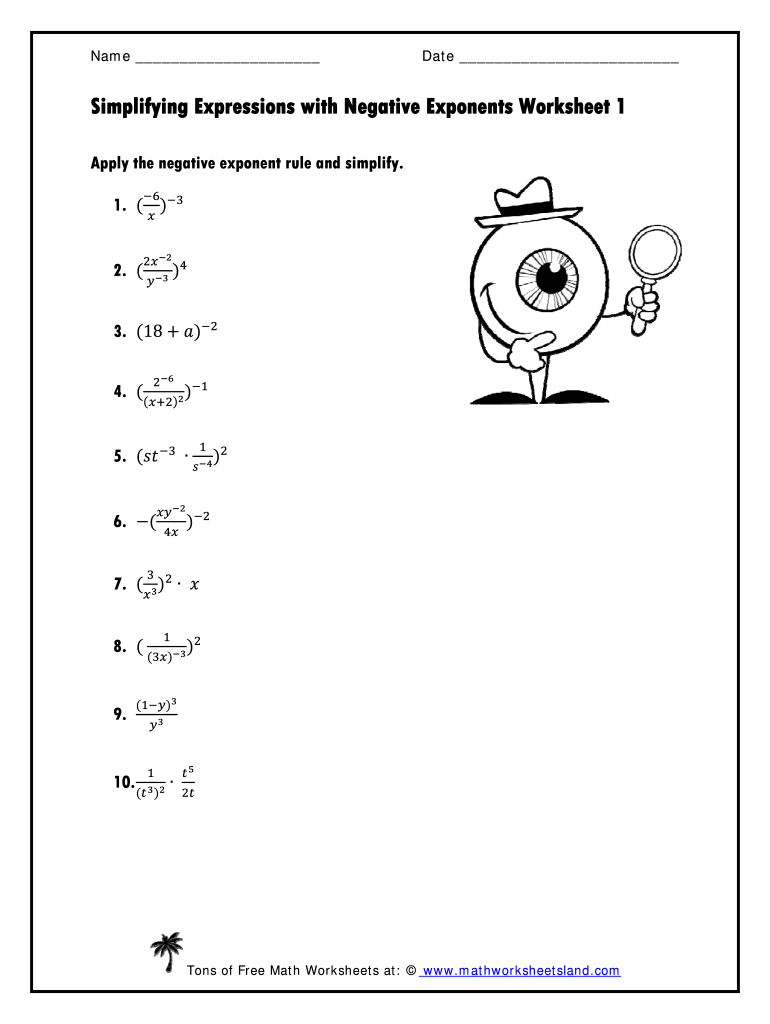 Rules Of Exponents Worksheet Pdf