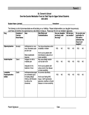 Fillable Online OTC Medication Form for Upper School - St. Clement's ...
