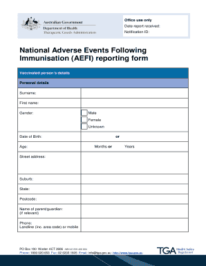 Fillable Online health nsw gov Adverse Event Following Immunisation Form - NSW Health Fax Email ...