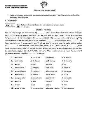 Fillable Online ybd yildiz edu SAMPLE PROFICIENCY EXAM ...