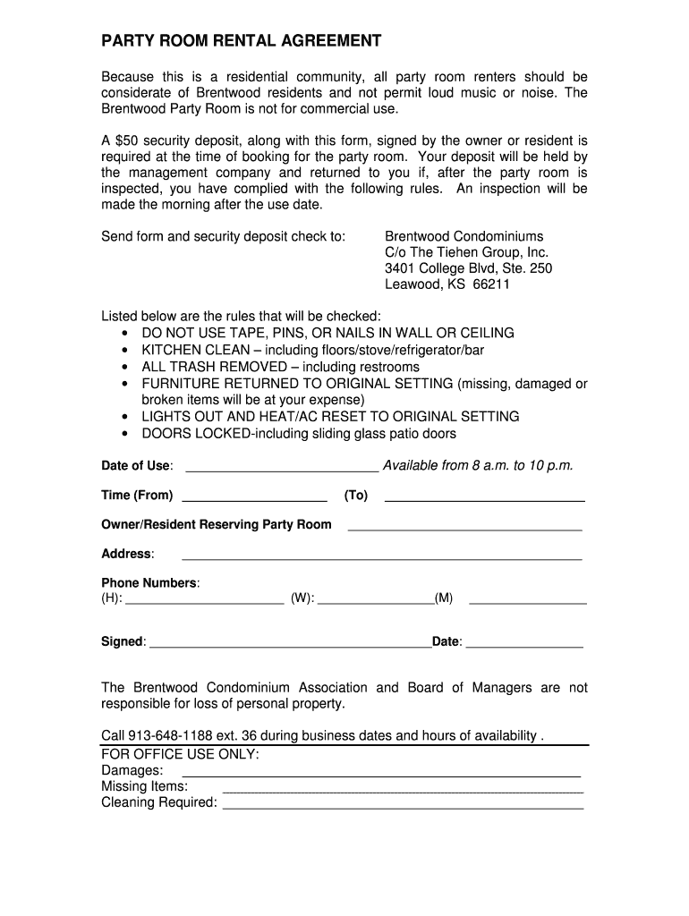 Fillable Online Party Room Rental Agreementdoc Fax Email Print - pdfFiller