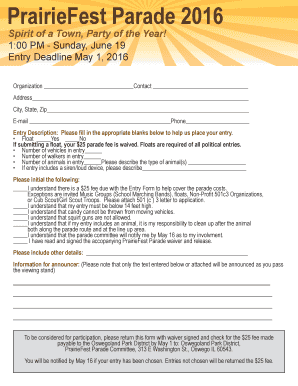Fillable Online Parade Application - PrairieFest Fax Email Print - pdfFiller