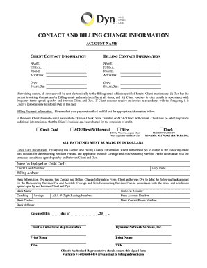 Fillable Online Contact and Billing Change Form TEMPLATE - bDynb Fax ...