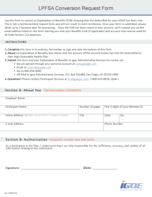 Fillable Online LPFSA Conversion Request Form - Igoe Administrative ...