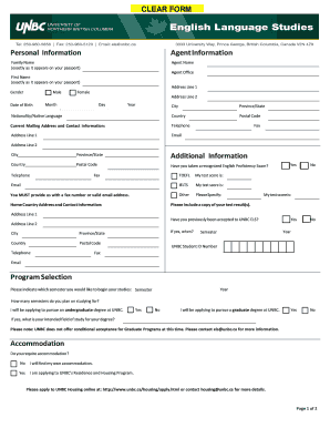 Fillable Online unbc CLEAR bFORM Personalb Information Agent ...
