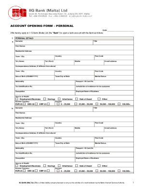 Fillable Online IIG Bank (Malta) Ltd - Application forms Fax Email ...