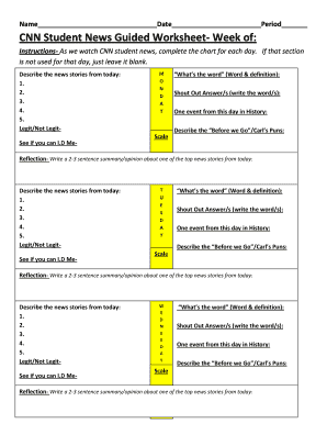 Fillable Online CNN Student News Guided Worksheet- Week of: Fax Email ...