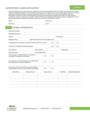 Fillable Online insightinsurance MOTOR TRUCK CARGO APPLICATION SUBMIT ...