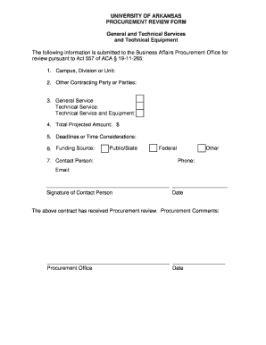 Fillable Online procurement uark UNIVERSITY OF ARKANSAS PROCUREMENT ...
