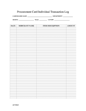Fillable Online procurement uark Procurement Card Individual ...