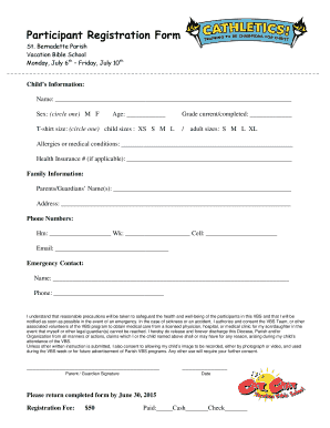 Fillable Online stb-parish Participant Registration Form - stb-parish ...