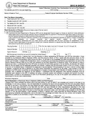 Fillable Online IA b8453b-bFb Fiduciary Income Tax Declaration for an E ...