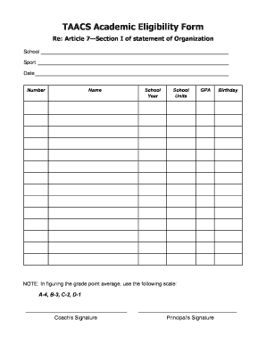 Fillable Online tacs1 TAACS Academic Eligibility Form - tacs1org Fax ...