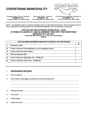 Fillable Online overstrand gov Application form - Liquor license ...