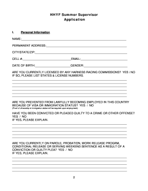 Fillable Online hhyf Job application summer supervisor.pdf Fax Email ...