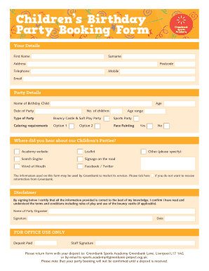 Fillable Online Childrens Birthday Fax Email Print - pdfFiller