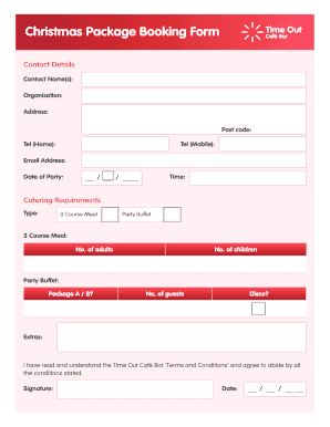 Fillable Online Christmas Package Booking Form Fax Email Print - pdfFiller
