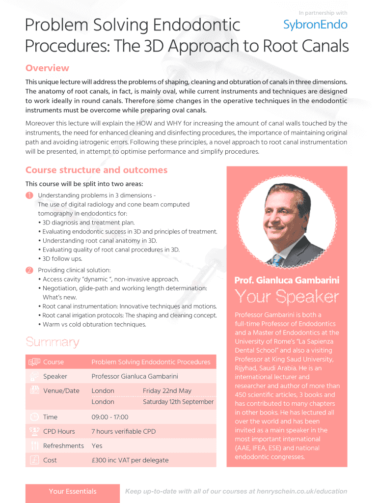 Fillable Online Problem Solving Endodontic Procedures The 3D Approach to Fax Email Print - pdfFiller