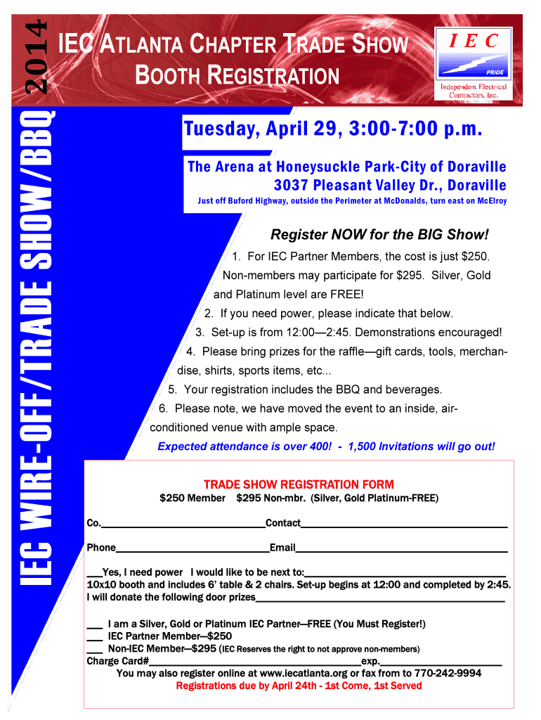 Fillable Online iecatlanta Booth Registration - IEC Atlanta ...