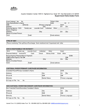 Fillable Online asantefamilyagency Intake Form for supervised visits-4 ...