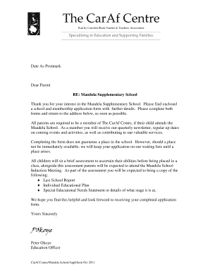 Fillable Online thecarafcentre org Mandela School Application Form ...