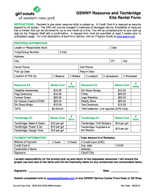 Fillable Online webstergirlscouts GSWNY Resource and Techbridge Kits ...