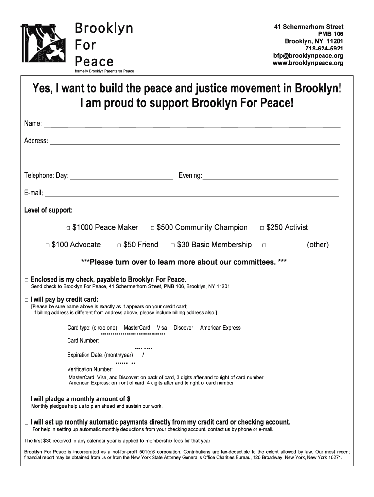 Fillable Online brooklynpeace BFP Response Formdoc - brooklynpeace Fax ...