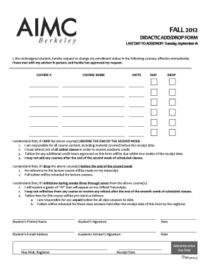 Fillable Online Add-Drop Form Fall 2012Didacticdoc Fax Email Print ...
