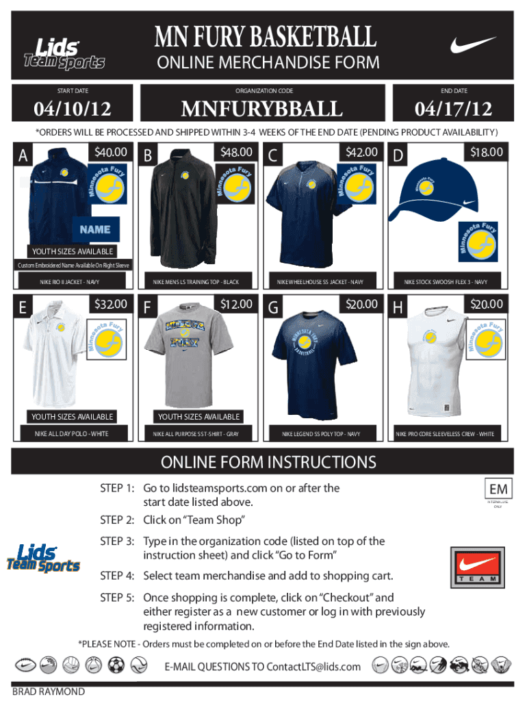 Fillable Online MN FURY BASKETBALL -2012 8 ITEM TEMPLATE ONLINE FORM 10 ...