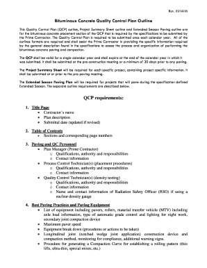 Fillable Online Bituminous Concrete Quality Control Plan Outline QCP ... - CT.gov - ct Fax Email ...