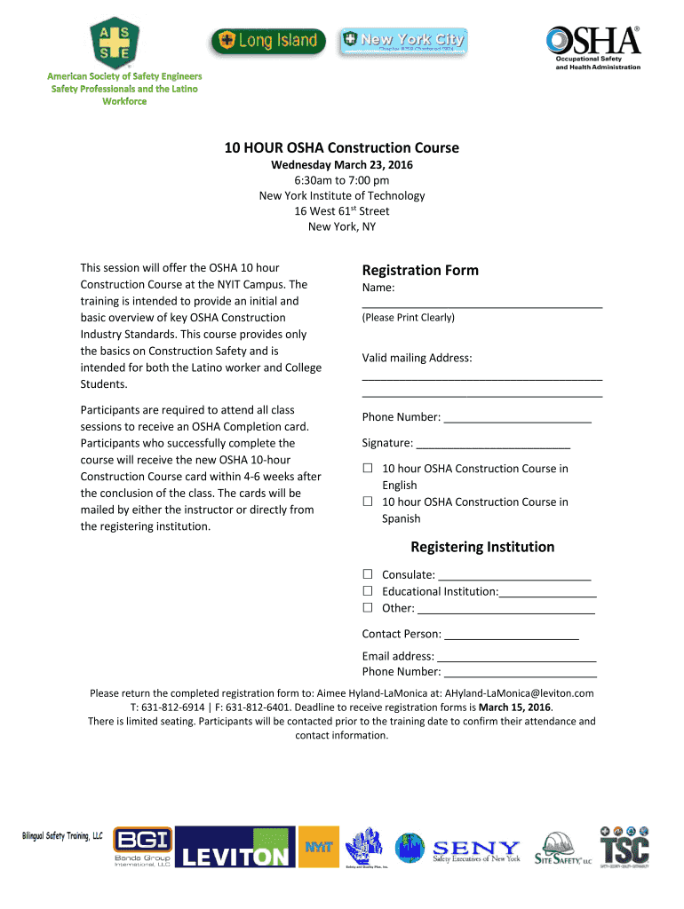 Fillable Online njsisc 10 HOUR OSHA - NJ State Industrial Safety ...