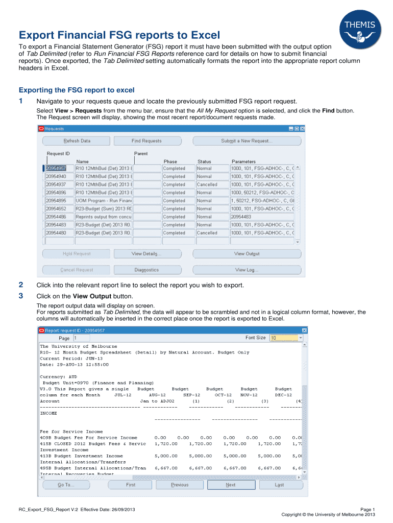 Fillable Online Export Financial FSG reports to Excel Fax Email Print - pdfFiller