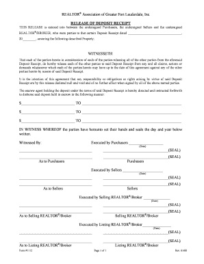 Fillable Online Release of Deposit Receipt Form 1112 rev 01/00 - Ocean ...