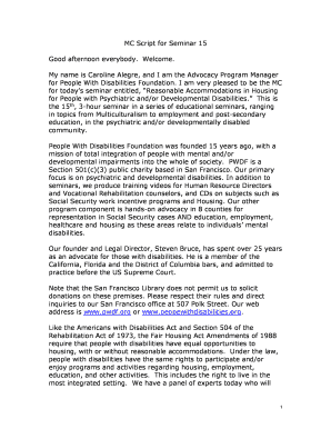Fillable Online MC Script for Seminar 15 Fax Email Print - pdfFiller