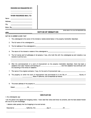Fillable Online Notice of Cessation.doc Fax Email Print - pdfFiller