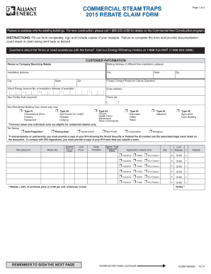 Fillable Online COMMERCIAL STEAM TRAPS 2015 REBATE CLAIM FORM Fax Email ...