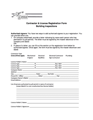 Fillable Online cityofbonham Contractor License Registration Form ...