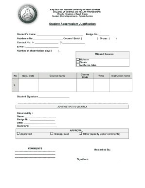 Fillable Online coshp ksau-hs edu Student Excuses Form Unified ...