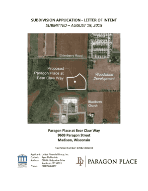 Fillable Online SUBDIVISION APPLICATION - LETTER OF INTENT Fax Email ...