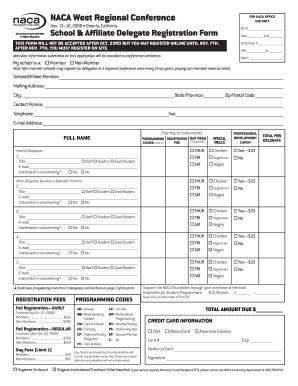 Fillable Online forms naca NACA West Regional Conference Fax Email ...