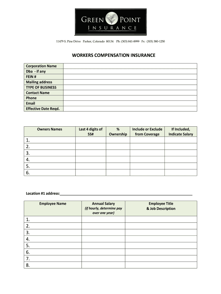 Fillable Online Workers Comp Questionnaire - General Fax Email Print ...