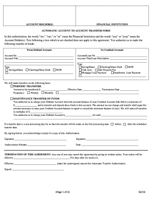 Fillable Online Automatic Account to Account transfer forms - Kleberg ...