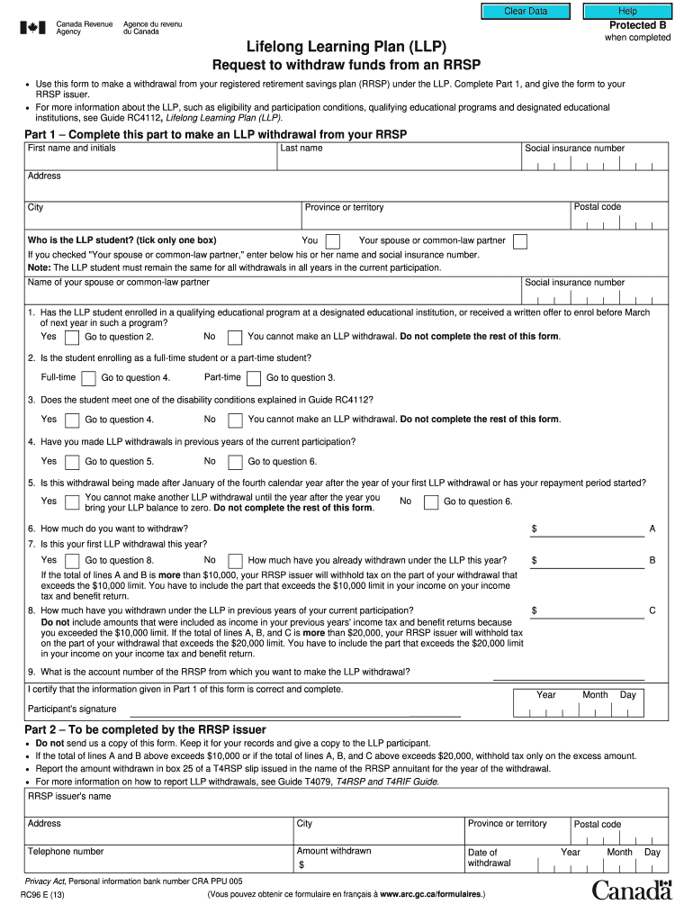 Fillable Online communitytrust Clear Data Help Protected B when completed Lifelong Learning Plan ...